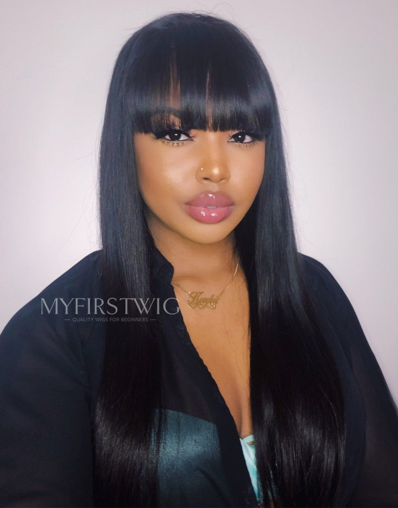 Perruque Lace Wig - Olivia 13x6 Perruque avec frange cheveux lisses ...