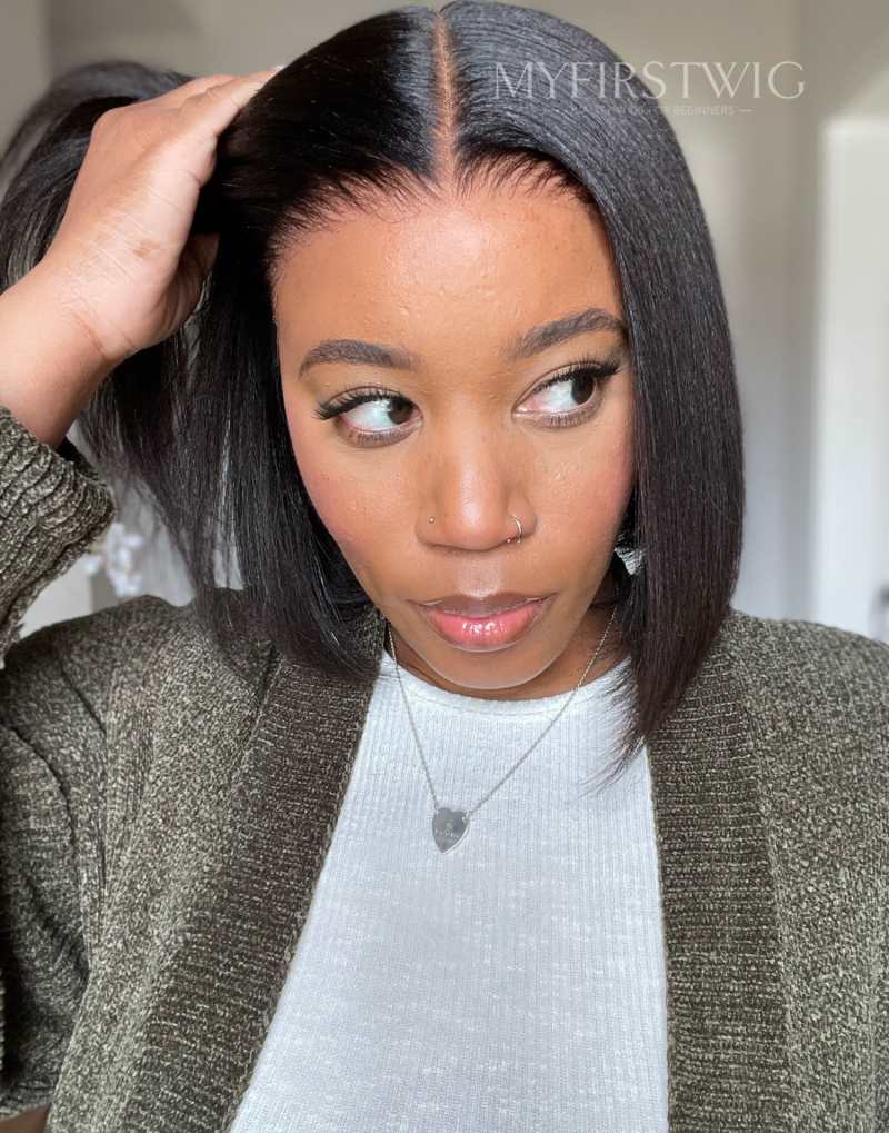 Perruque sans colle - Perruque Bob courte à texture Yaki - CLB003 ...